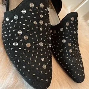 Lucca Lane | Shoes | Black Suede Leather Studded Loafer Slip On Shoe ...